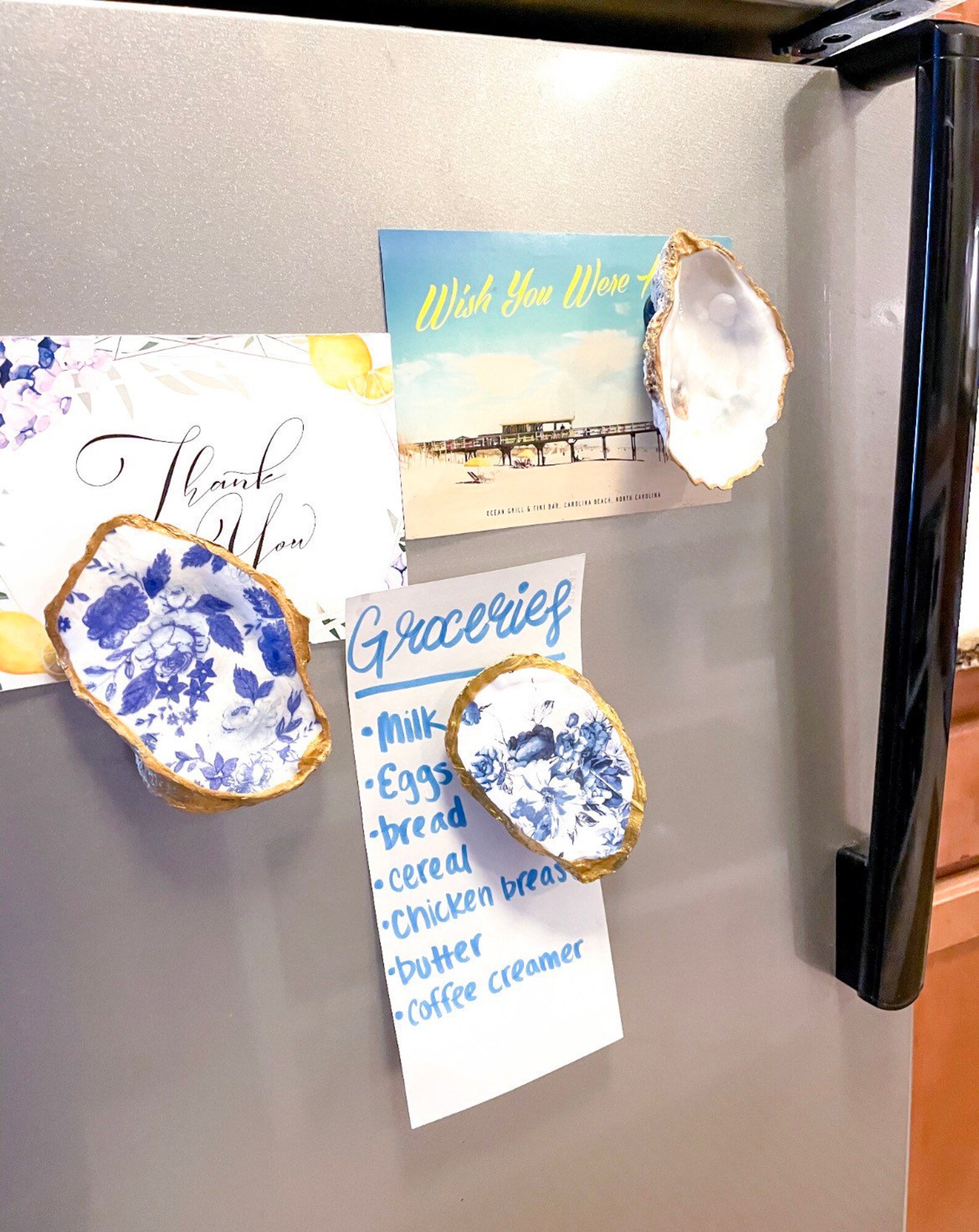 Oyster Shell Magnet Coastal Themed Magnet Patterned Oyster - Etsy