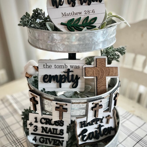 Easter Tier Tray. Jesus Tier Tray. He is Risen. Religious Tier - Etsy