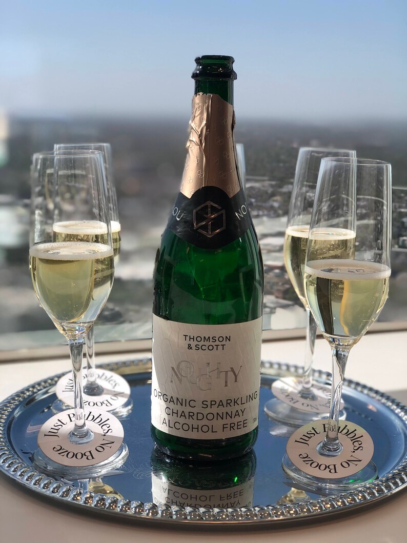 Printable Champagne Glass Tag | 'no Booze, Just Bubbles' Non-alcoholic ...