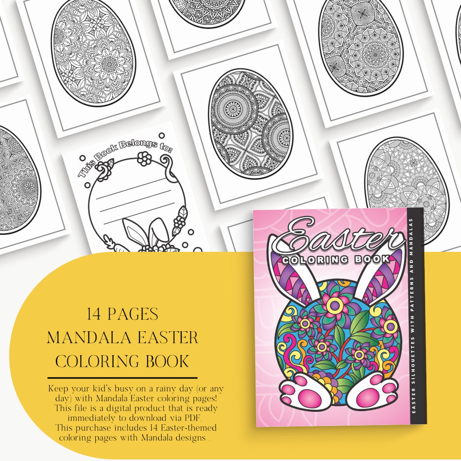 14 PAGES INSTANT DOWNLOAD Easter Mandala Coloring Book part - Etsy