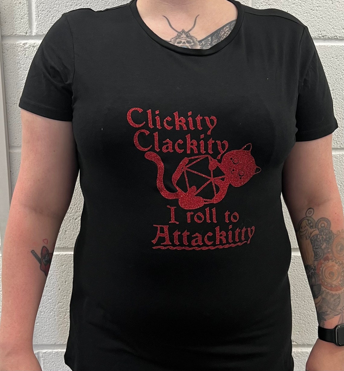 Clickity Clackity I Roll to Attackitty Red and Black Glitter - Etsy