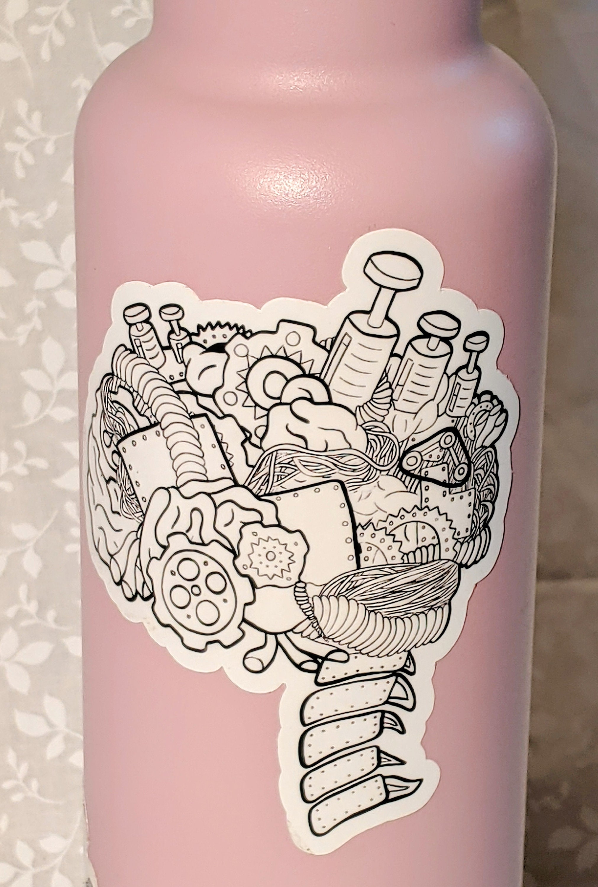 Steampunk Brain Vinyl Sticker 4 in Black and White - Etsy