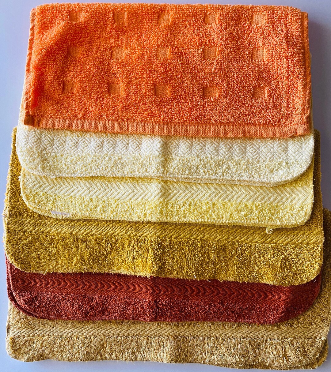Vtg Solid Color Washcloths Yellows, Mustards, Oranges Sold Individually ...