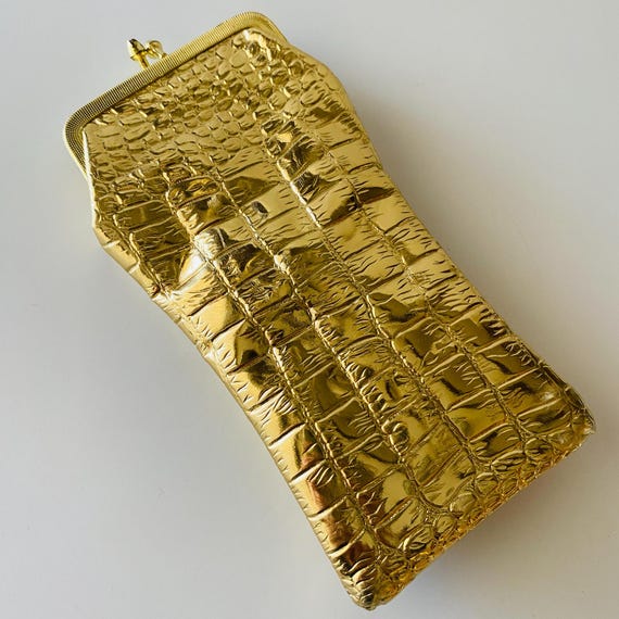 Vintage Gold Faux Alligator Leather Sunglass Case Hol… - Gem