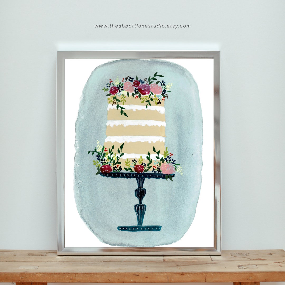 Watercolor Cake Illustration // Whimsical Cake // Fairytale Cake Print ...