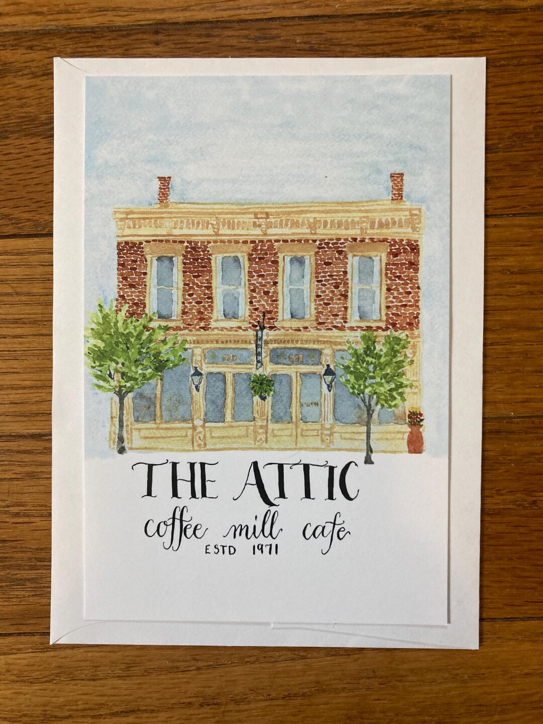 Coffee Shop Note Card // Madison // Flat Note Card // Cafe Art ...