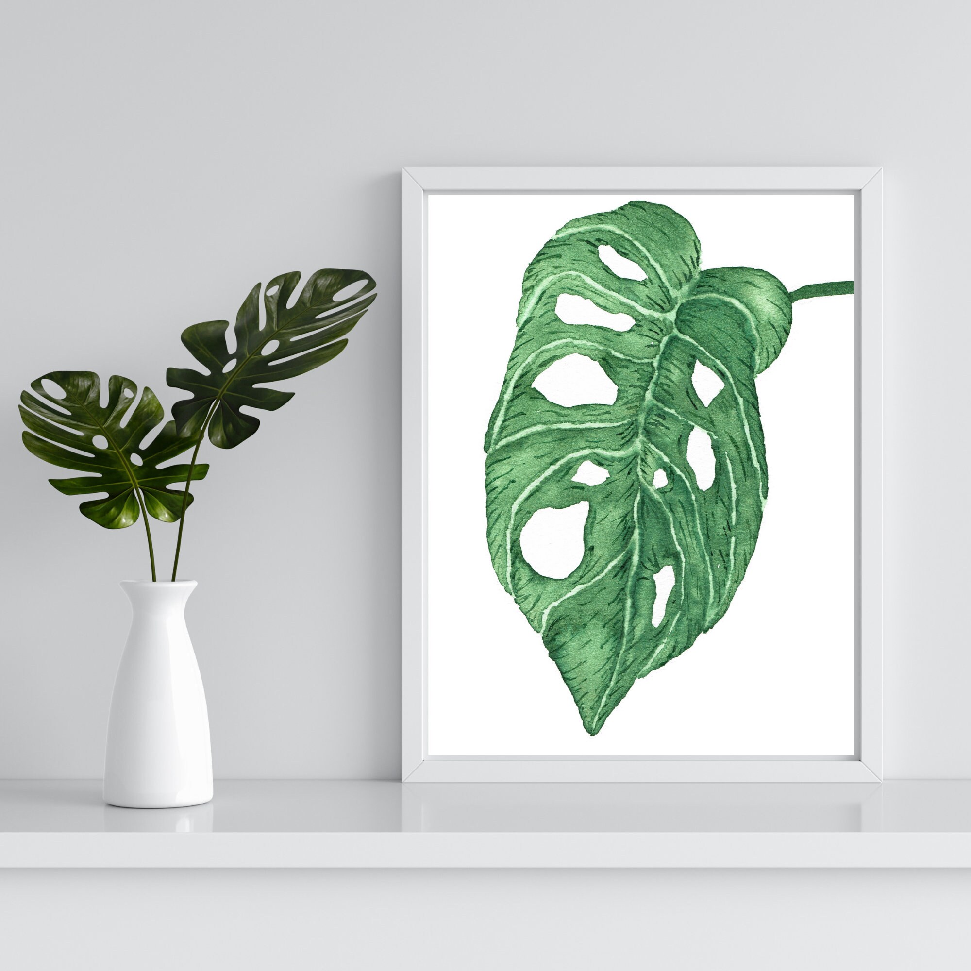 Monstera Art Print // Watercolor Print // Monstera Adansonii // Green ...