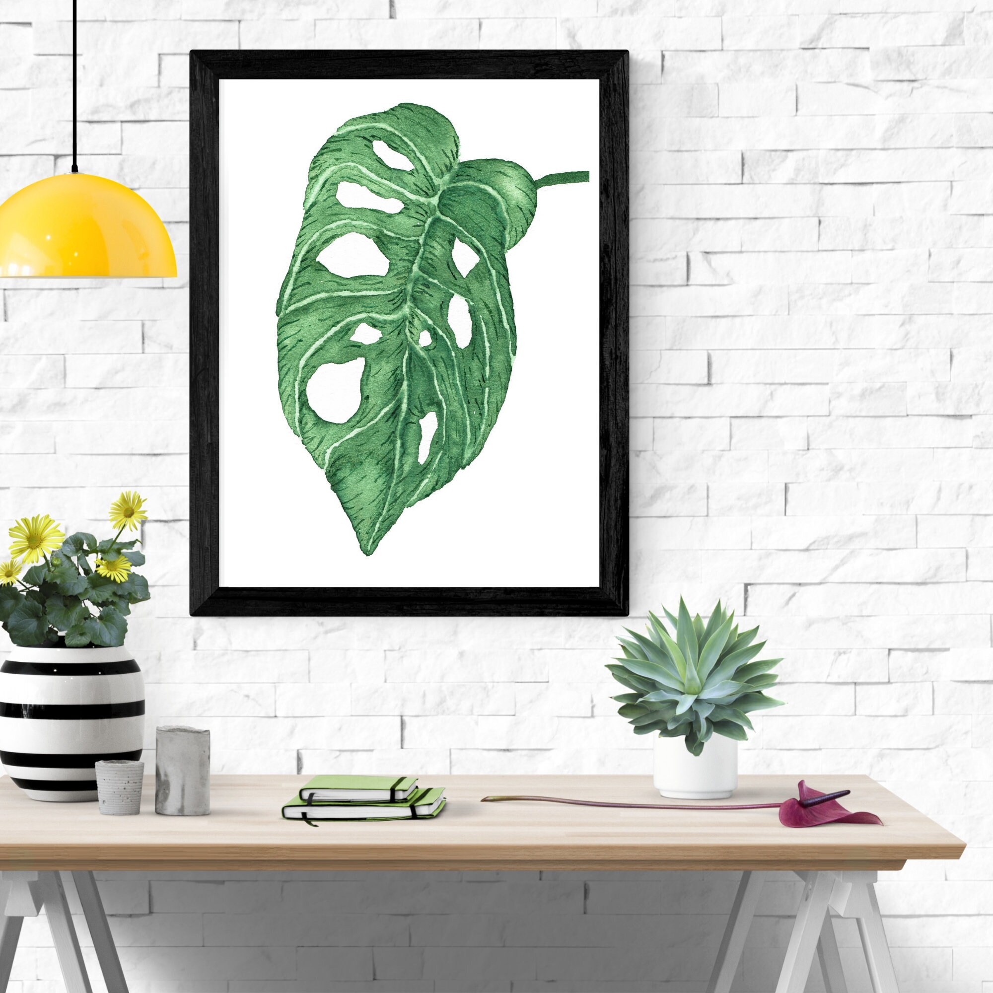 Monstera Art Print // Watercolor Print // Monstera Adansonii // Green ...