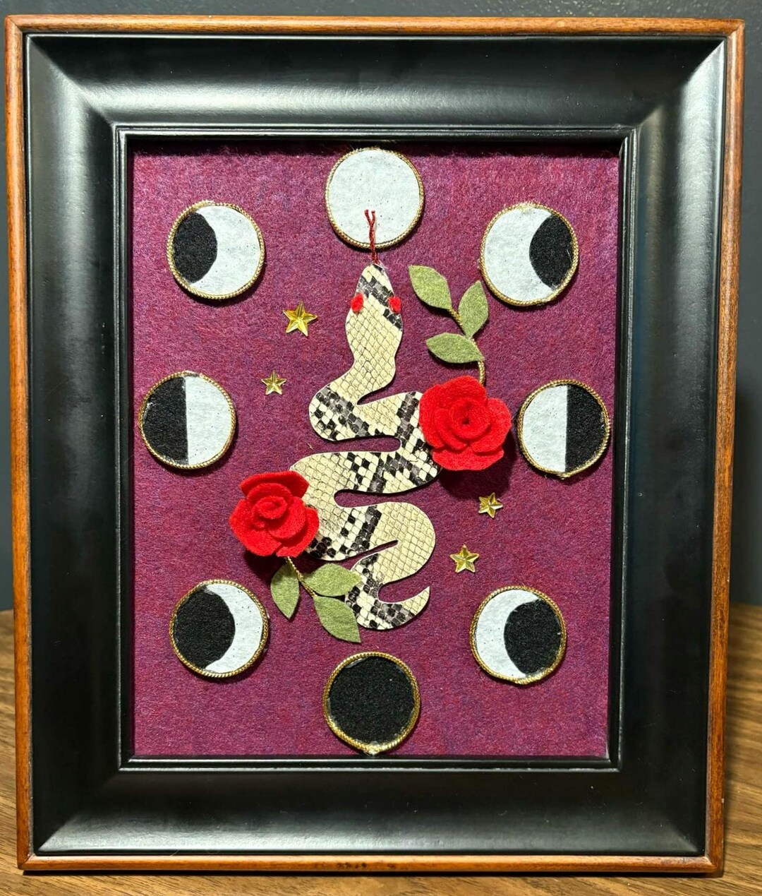 Snake & Moon Phases Felt Wall Hanging – Witchy Cottagecore Decor ...