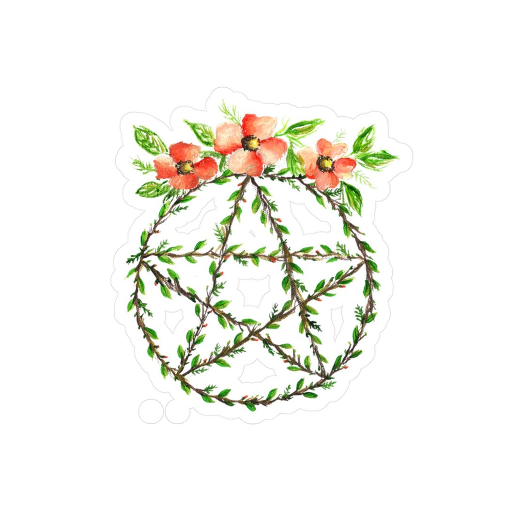 Floral Pentacle 'blessed Be' Decal Sticker | Kiss-cut Vinyl, Wicca ...