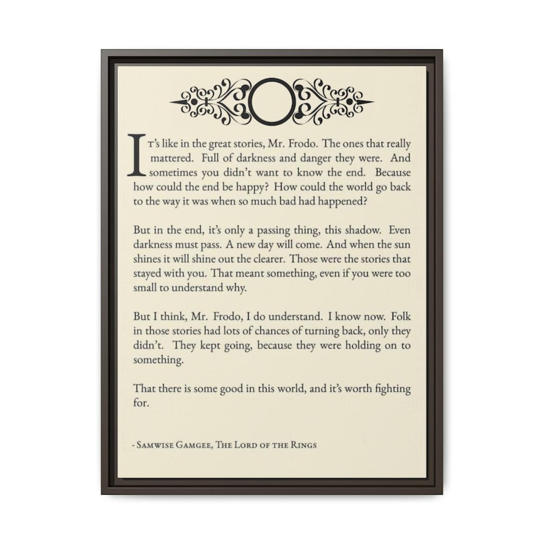 Samwise Gamgee Monolog Quote, Wall Art Print, Lord of the Rings, Frodo ...