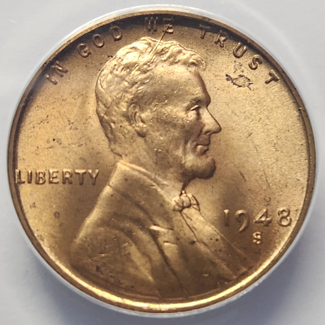 1948 S Lincoln Wheat Penny MS64RB Obverse Die Break ANACS - Etsy