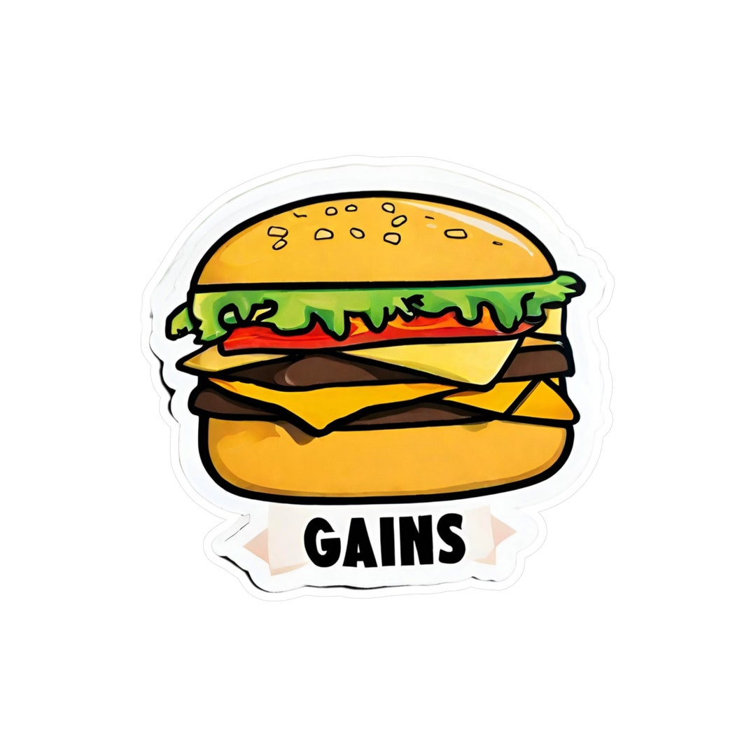 Cheeseburger Gains Kiss-cut Vinyl Decals - Etsy