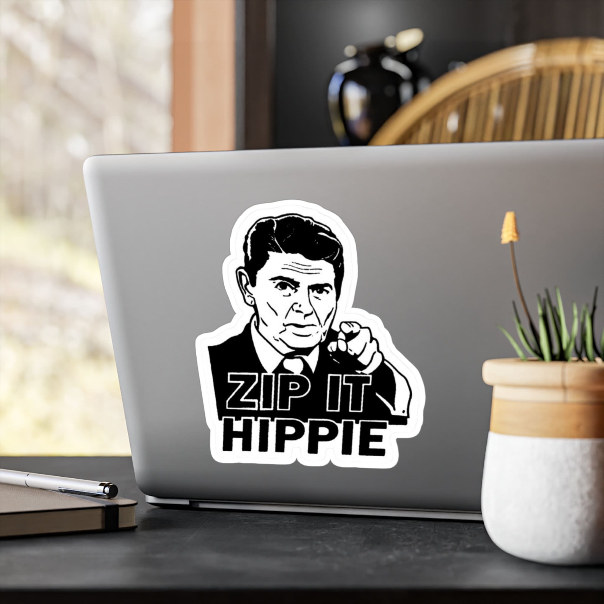 Ronald Reagan "zip It Hippie" Kiss-cut Vinyl Decals - Etsy