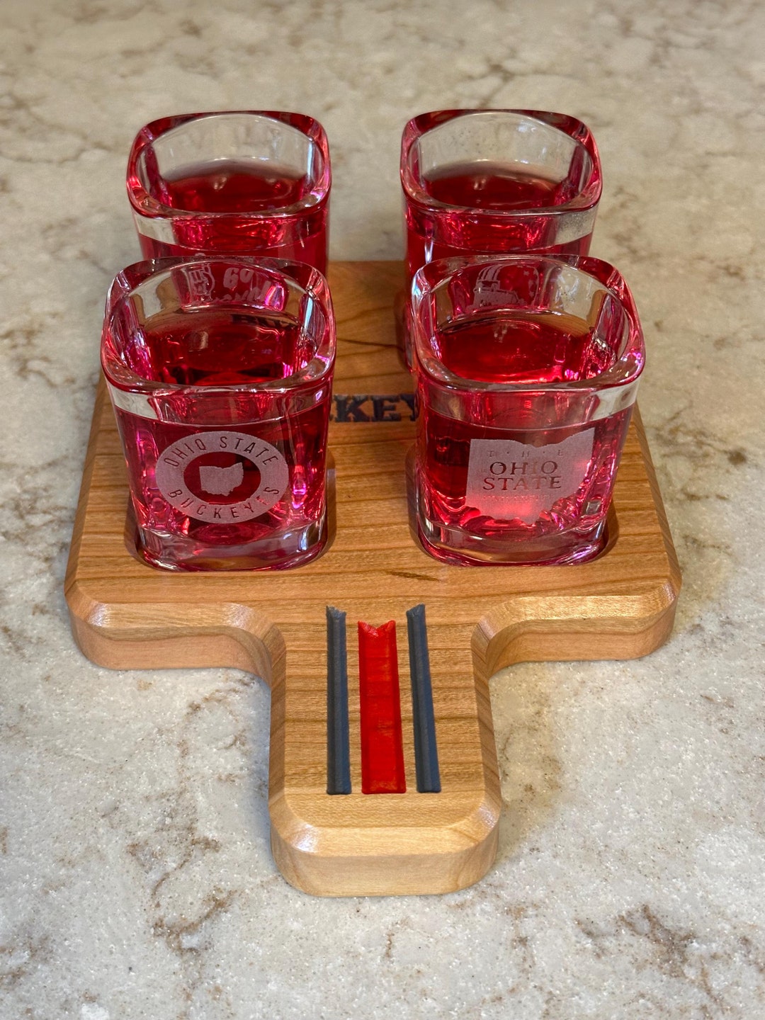 Ohio State Buckeyes Shot Glass Set With Unique Server - Etsy