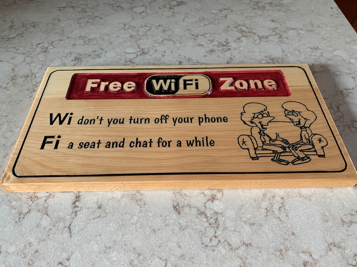 Funny Wifi Sign Turn off Your Phone Carved Wood Hand - Etsy