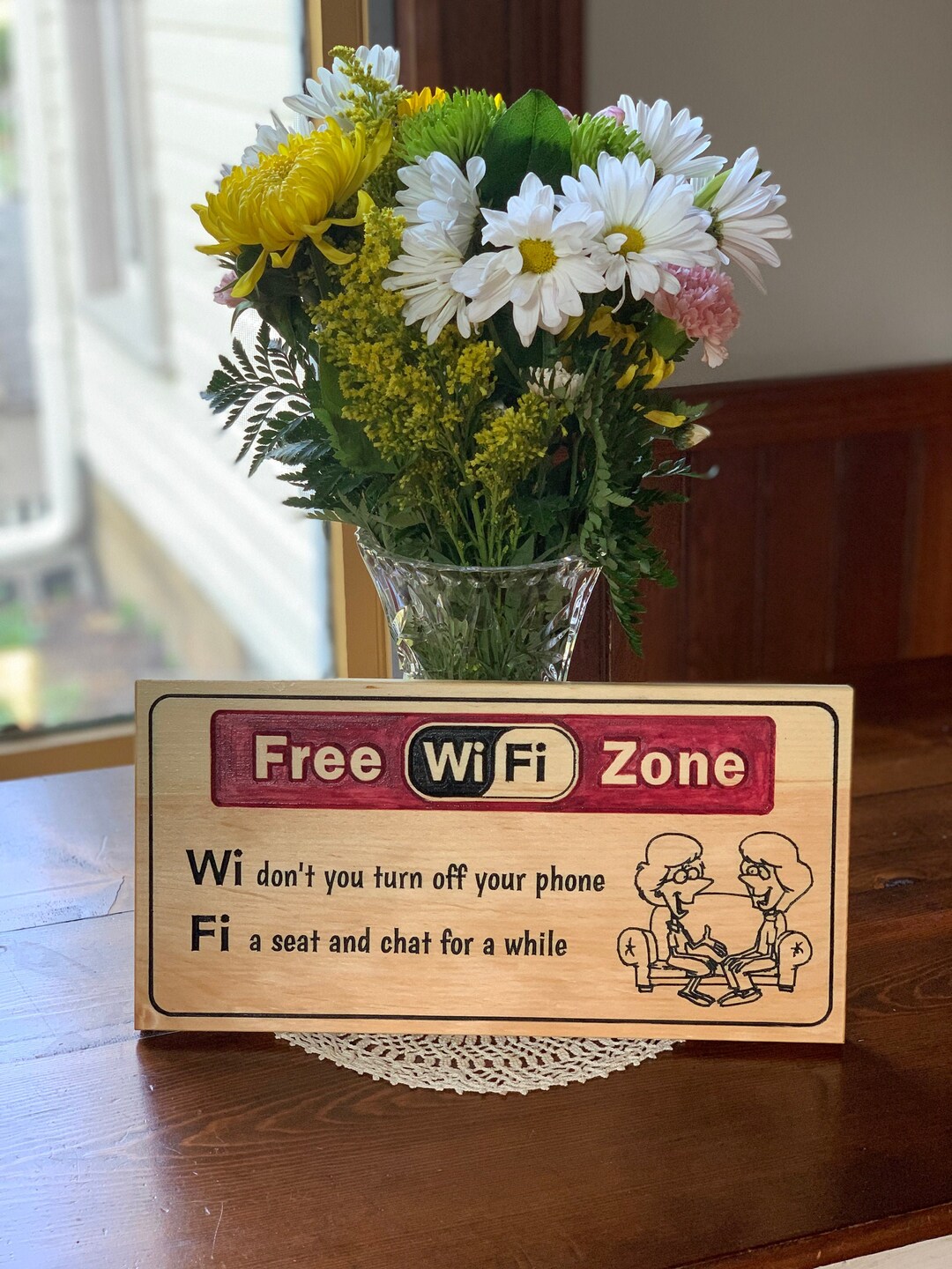 Funny Wifi Sign | Turn off Your Phone | Carved Wood | Hand Painted - Etsy
