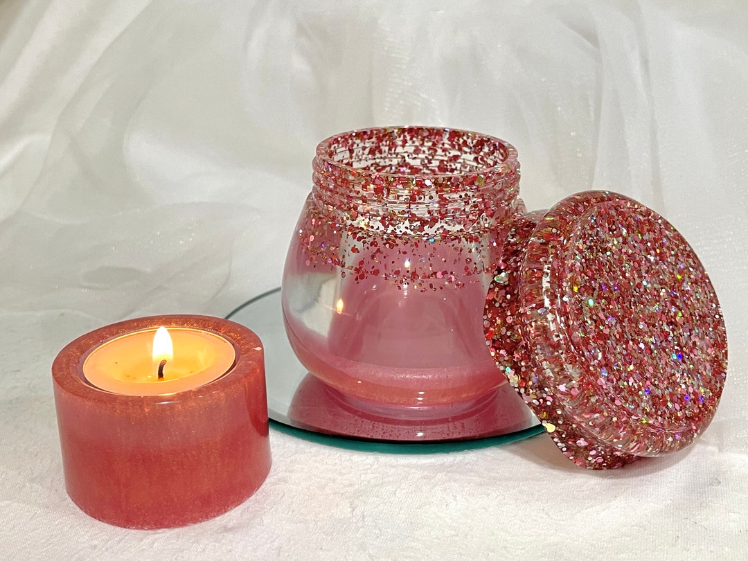 Sparkling Rose Gold and Crystal Clear Container and Lid/ Screw on ...