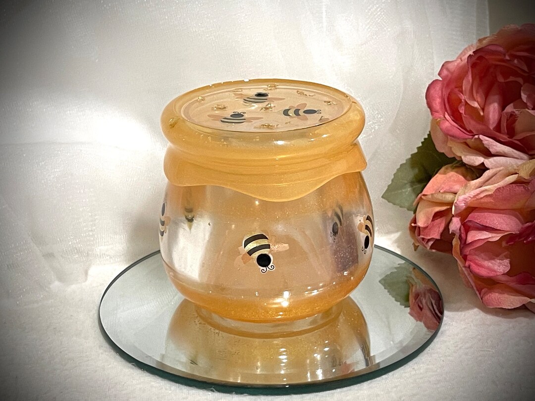 Handmade Bee Jar With Lid: Gold Leaf Accent Decor - Etsy