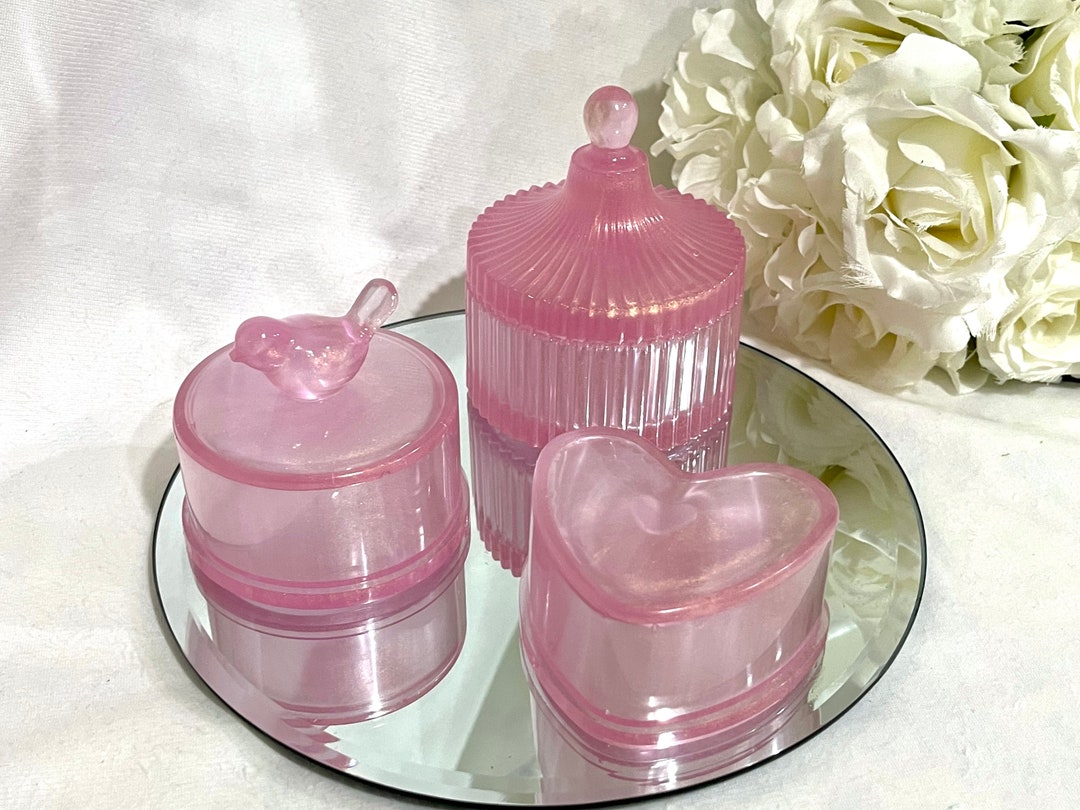Rose Gold Vanity Set: Vintage Style Pleated Dishes With Bird Accent - Etsy