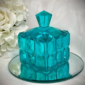 Square Shape Teal Color Decorative Box With Lid as Jewelry or Trinket ...