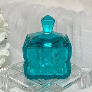 Square Shape Teal Color Decorative Box With Lid as Jewelry or Trinket ...