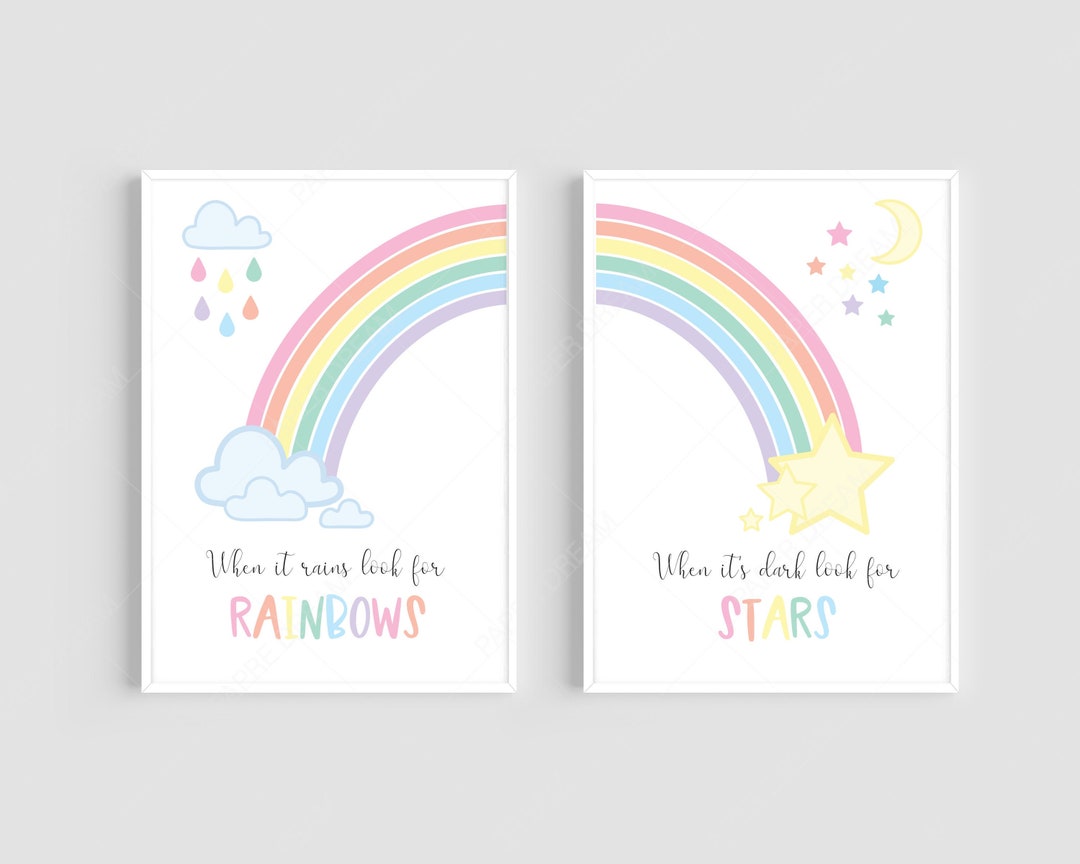 Regenbogen Poster | 2er Set Regenbogen Drucke | Wenn es regnet, suche ...