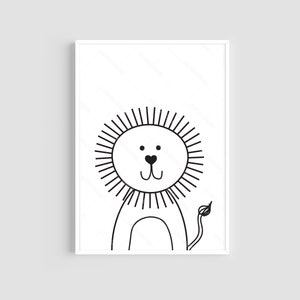 Safari Animals Nursery Prints, Black & White Animal Wall Art, Safari ...