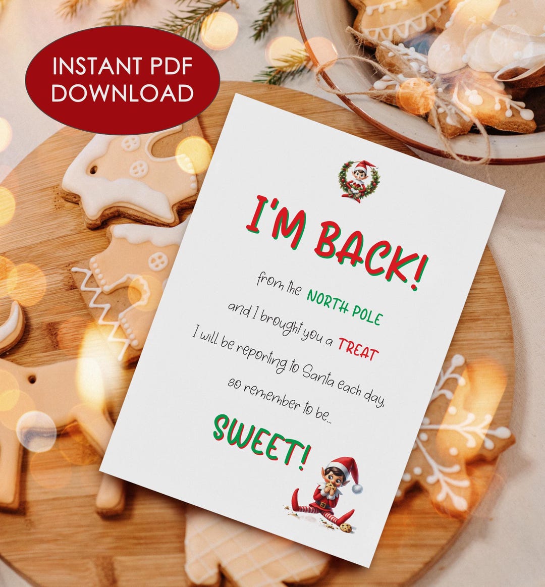 Elf I'm Back Letter, Elf Printables, Welcome Back Elf Letter, Digital ...