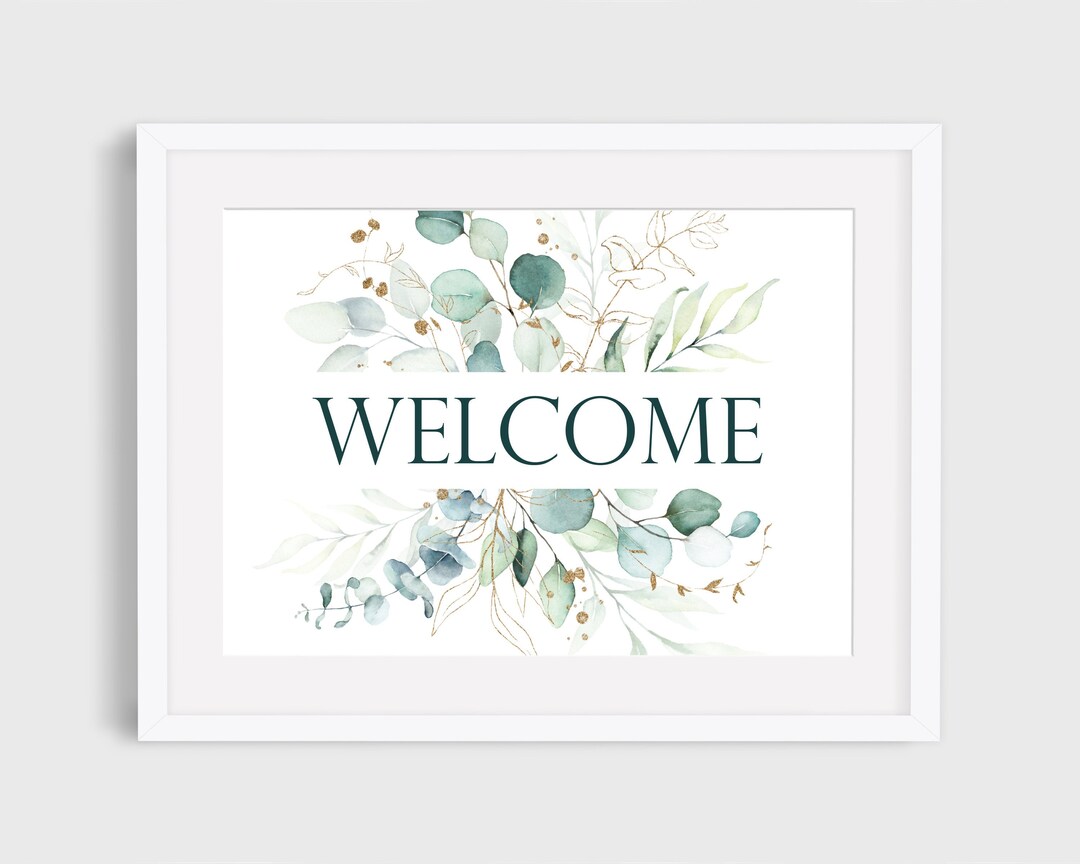 Welcome Print, Eucalyptus Prints, Welcome Quote Print, Eucalyptus Wall ...