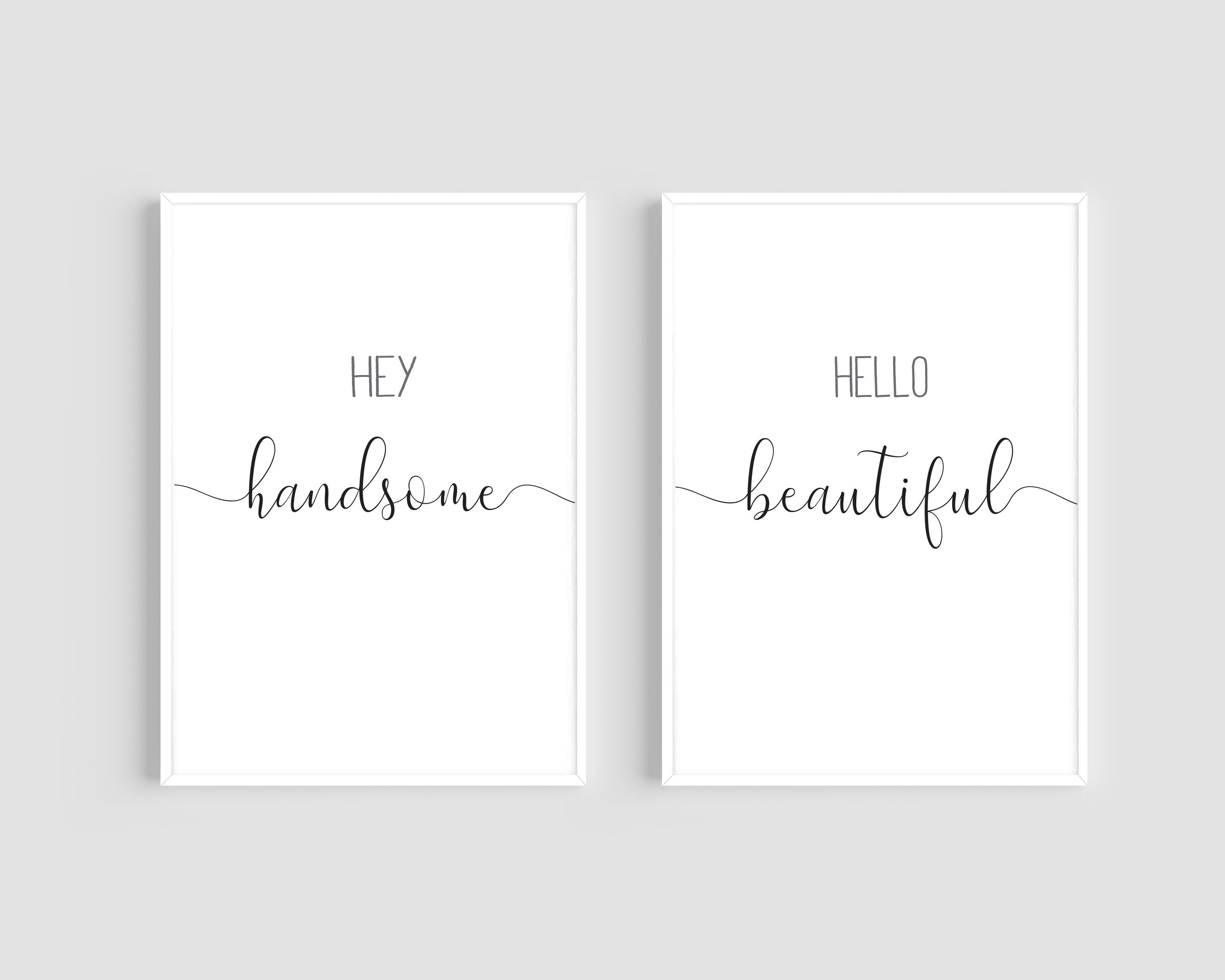 Hey Handsome Hello Beautiful Prints Bedroom Prints Couple | Etsy