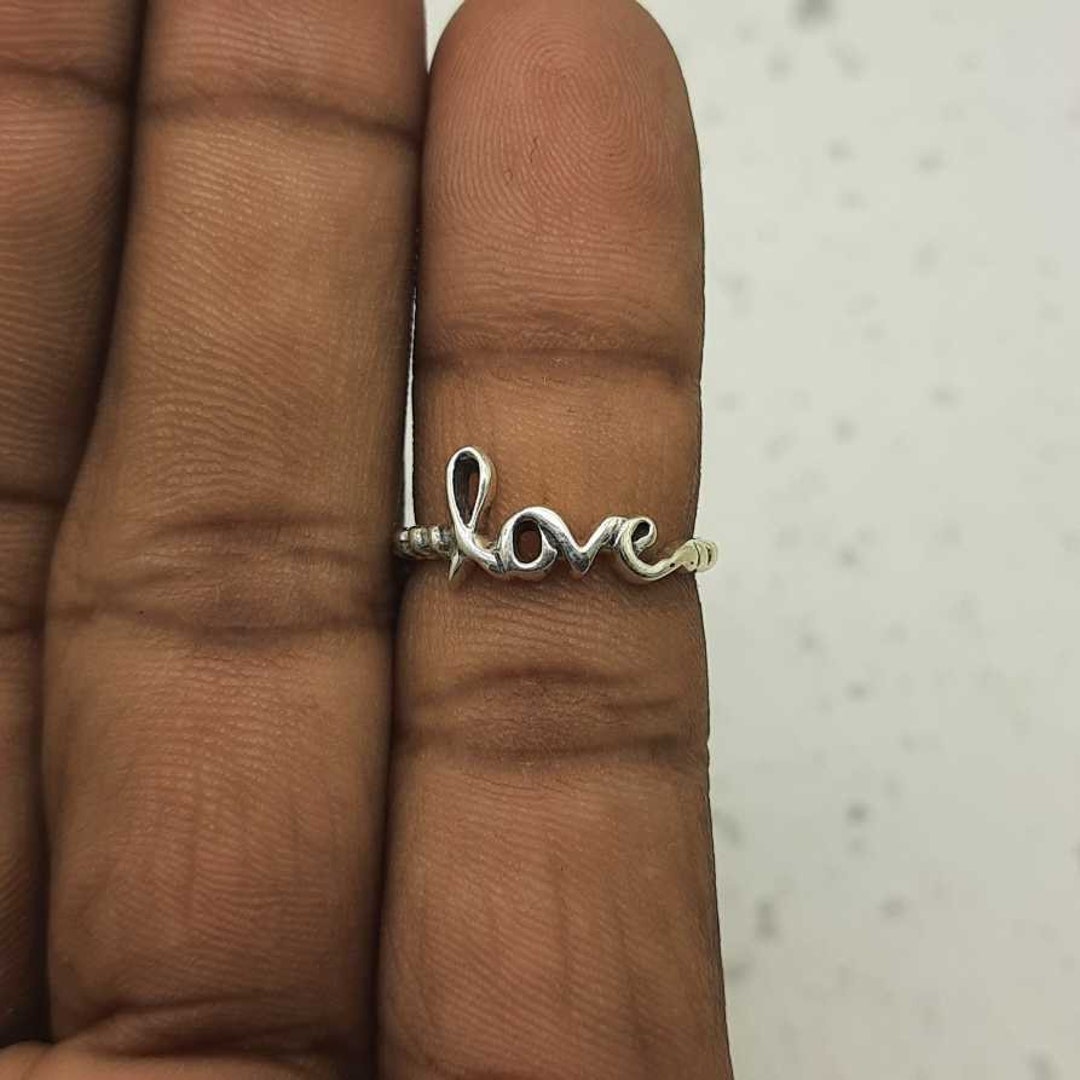 Love Script Ring: Handmade 925 Sterling Silver Twisted Wire Band - Etsy