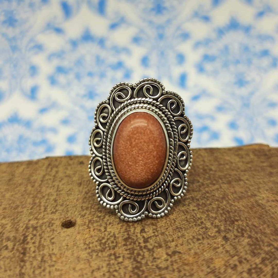 Handmade Sterling Silver Sunstone Ring: Oval Gemstone, Women's Jewelry ...