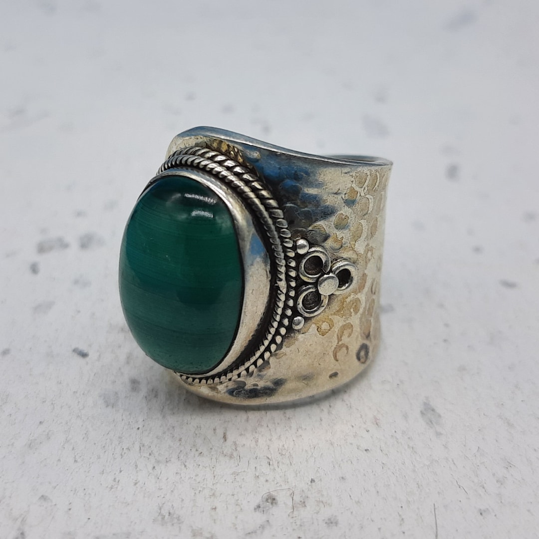 Bague en onyx vert réglable en argent sterling 925 - Bijoux femme ...