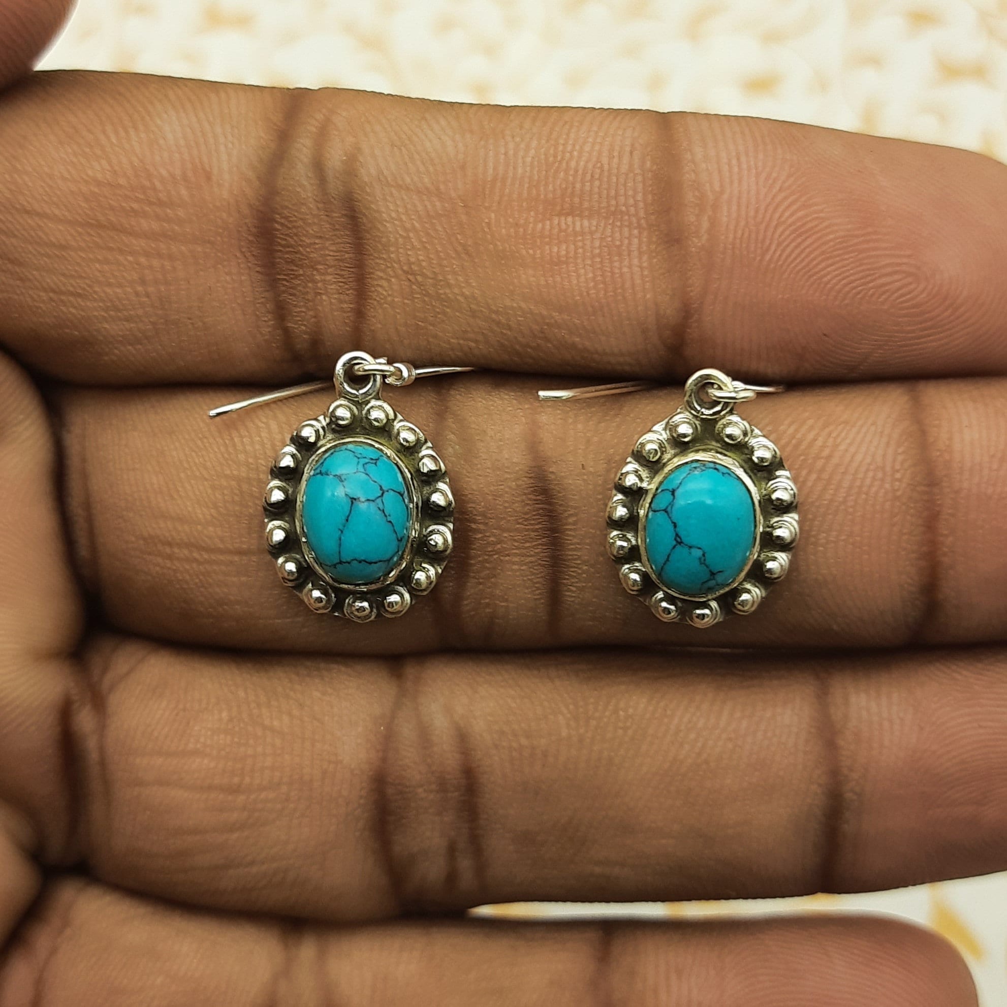 Handmade 925 Sterling Silver Earring-Turquoise Gemstone | Etsy