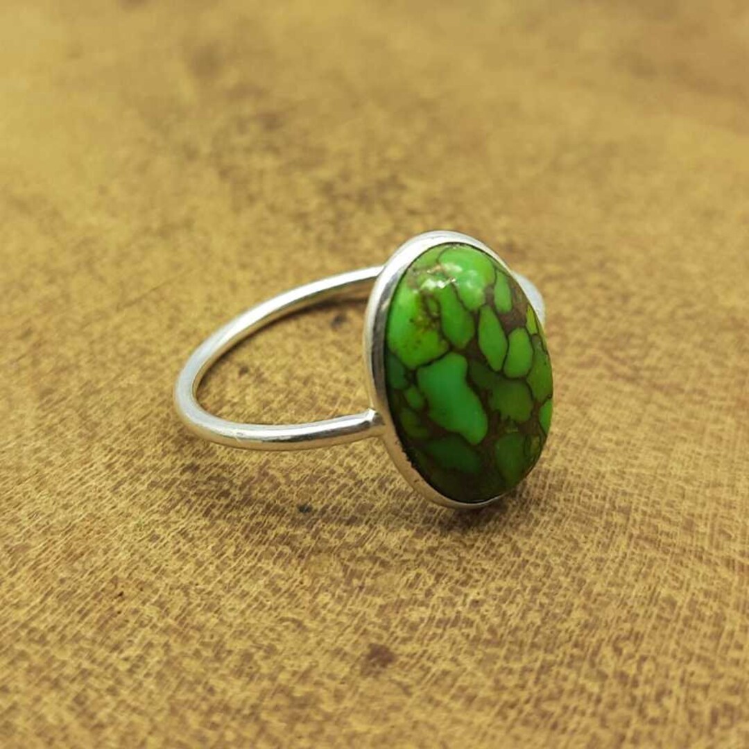 Grüner Kupfer Türkis Ring: Sterling Silber Boho Statement Ring - Etsy ...