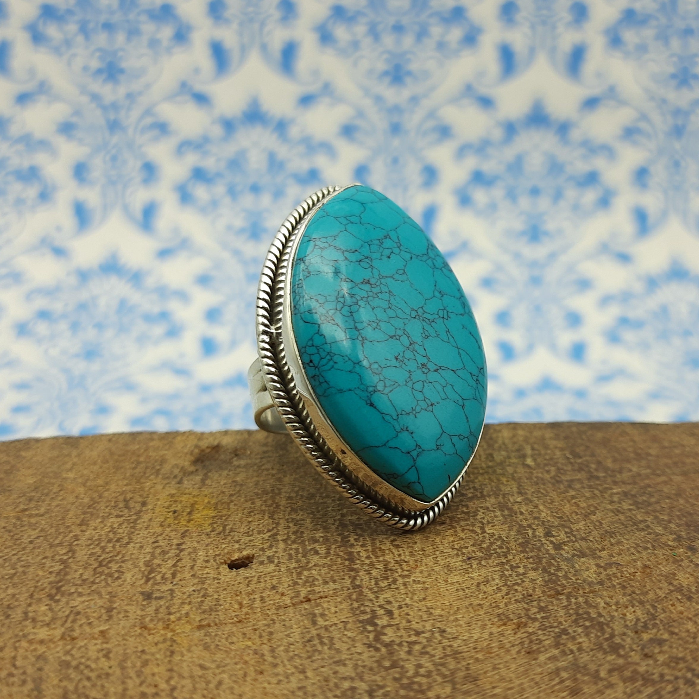 Großer Stein Ring Türkis Silber Ring 925 Sterling Silber | Etsy