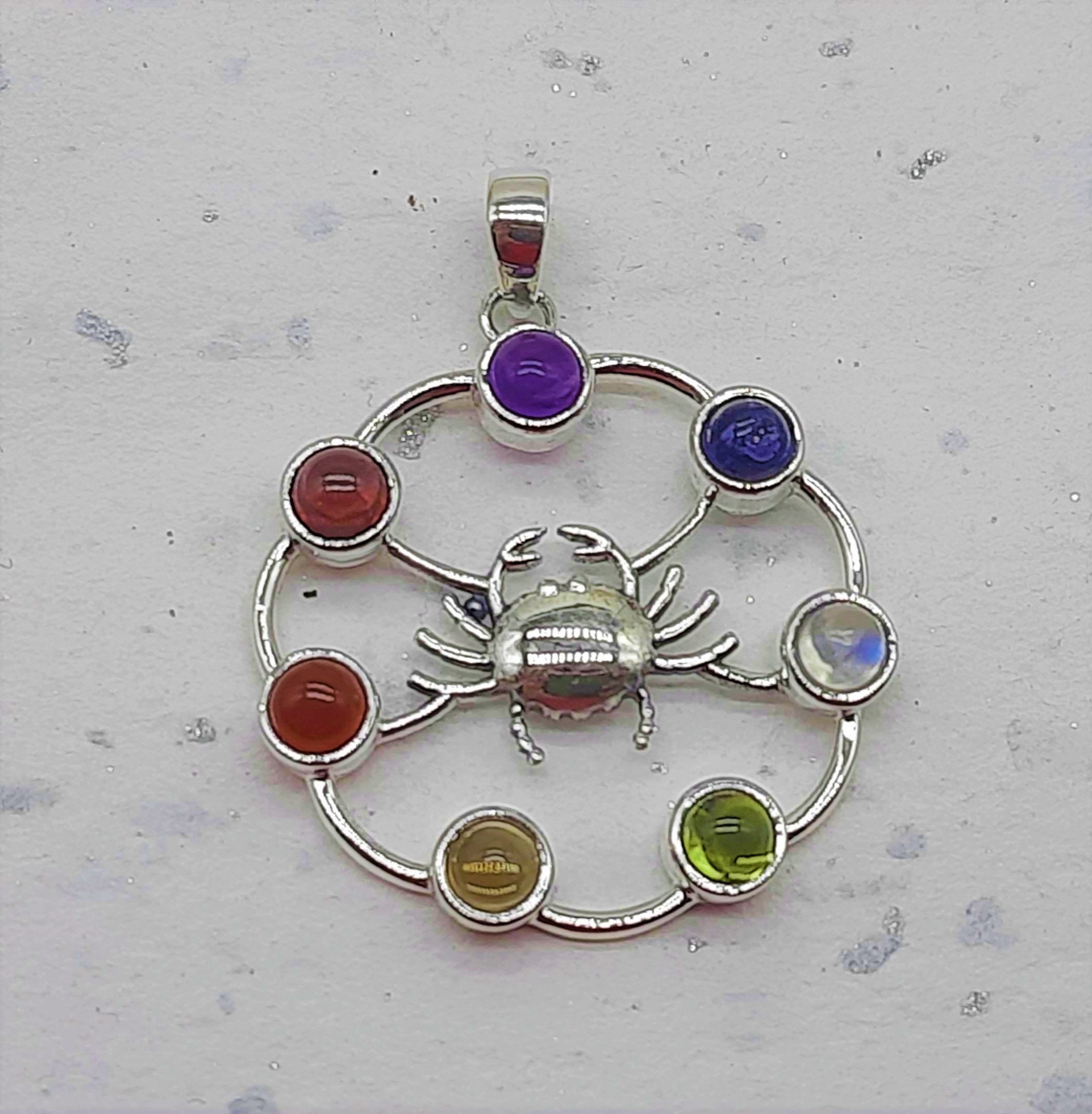 7 Chakras Stone Pendant-925 Sterling Silver Healing Energy - Etsy Singapore