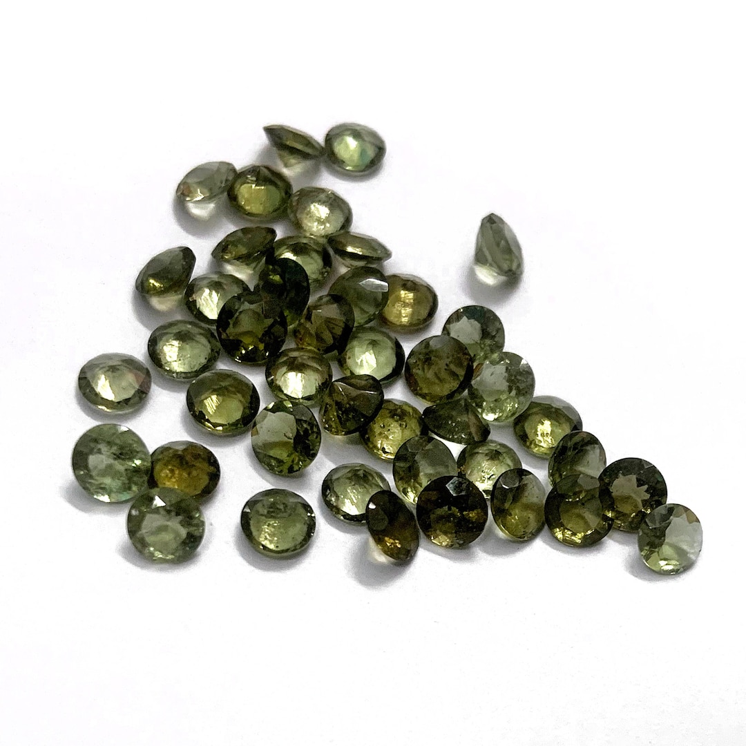 Authentic Moldavite , Round Cut , Faceted Natural Moldavite , 3&5mm ...
