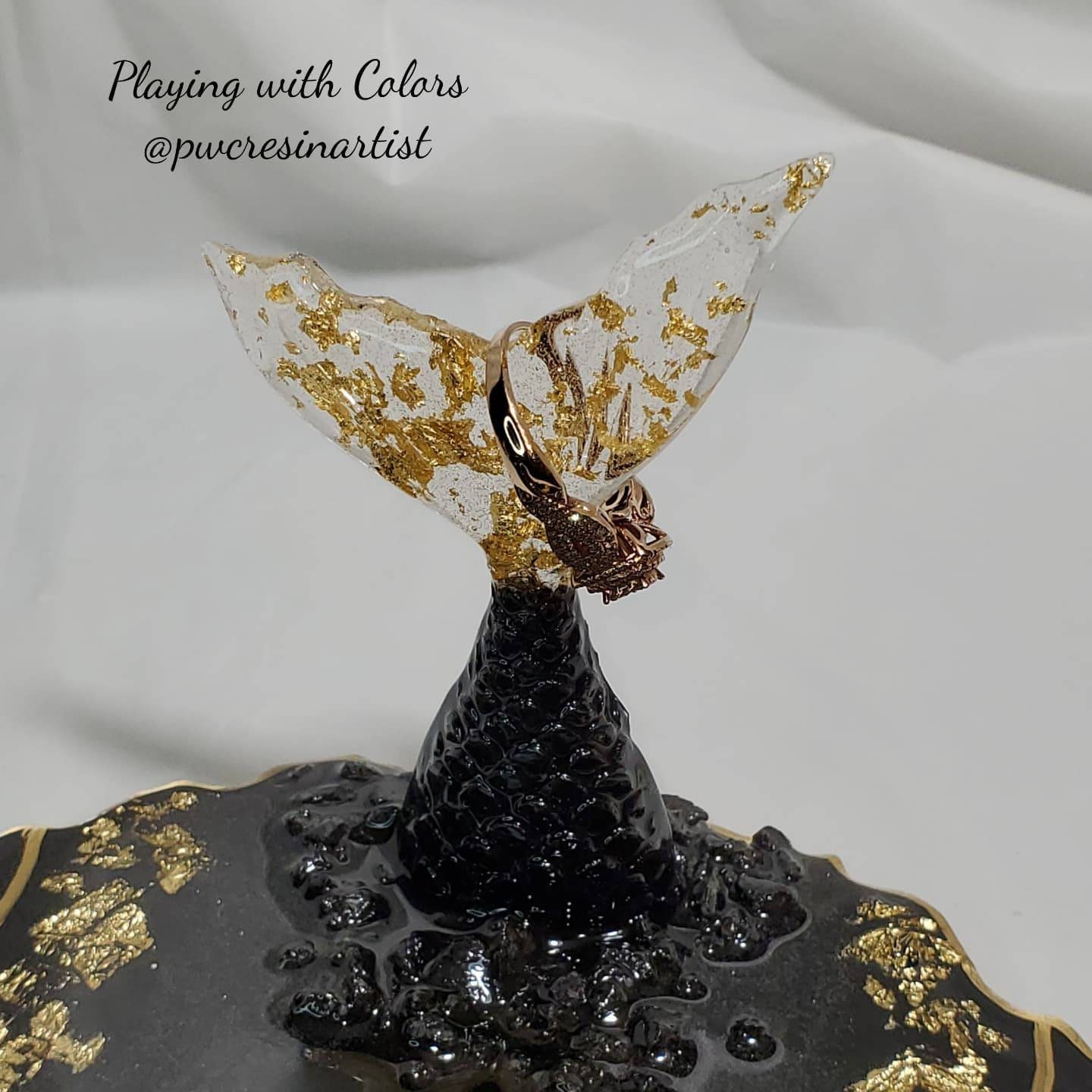Resin Geode Black Mermaid Tail Ring Dish/trinket Dish/ring - Etsy