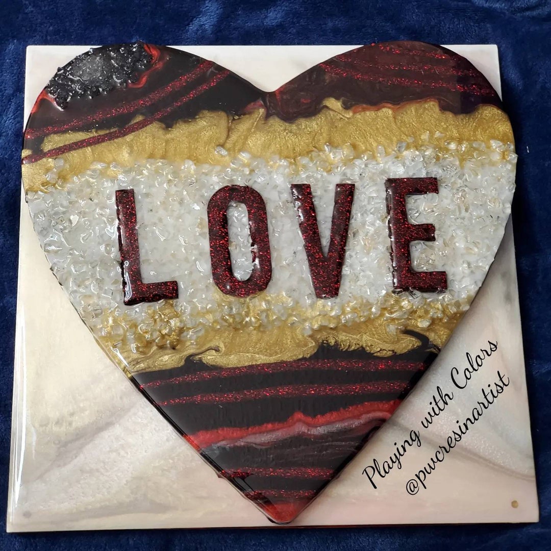 Red and Black Geode Art/ Heart Shape/ Home Decor/ Heart Decor - Etsy