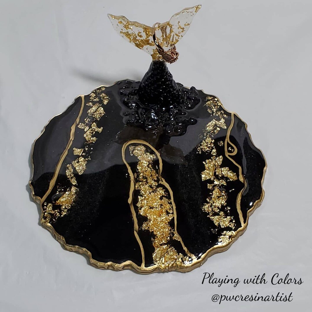 Resin Geode Black Mermaid Tail Ring Dish/trinket Dish/ring - Etsy