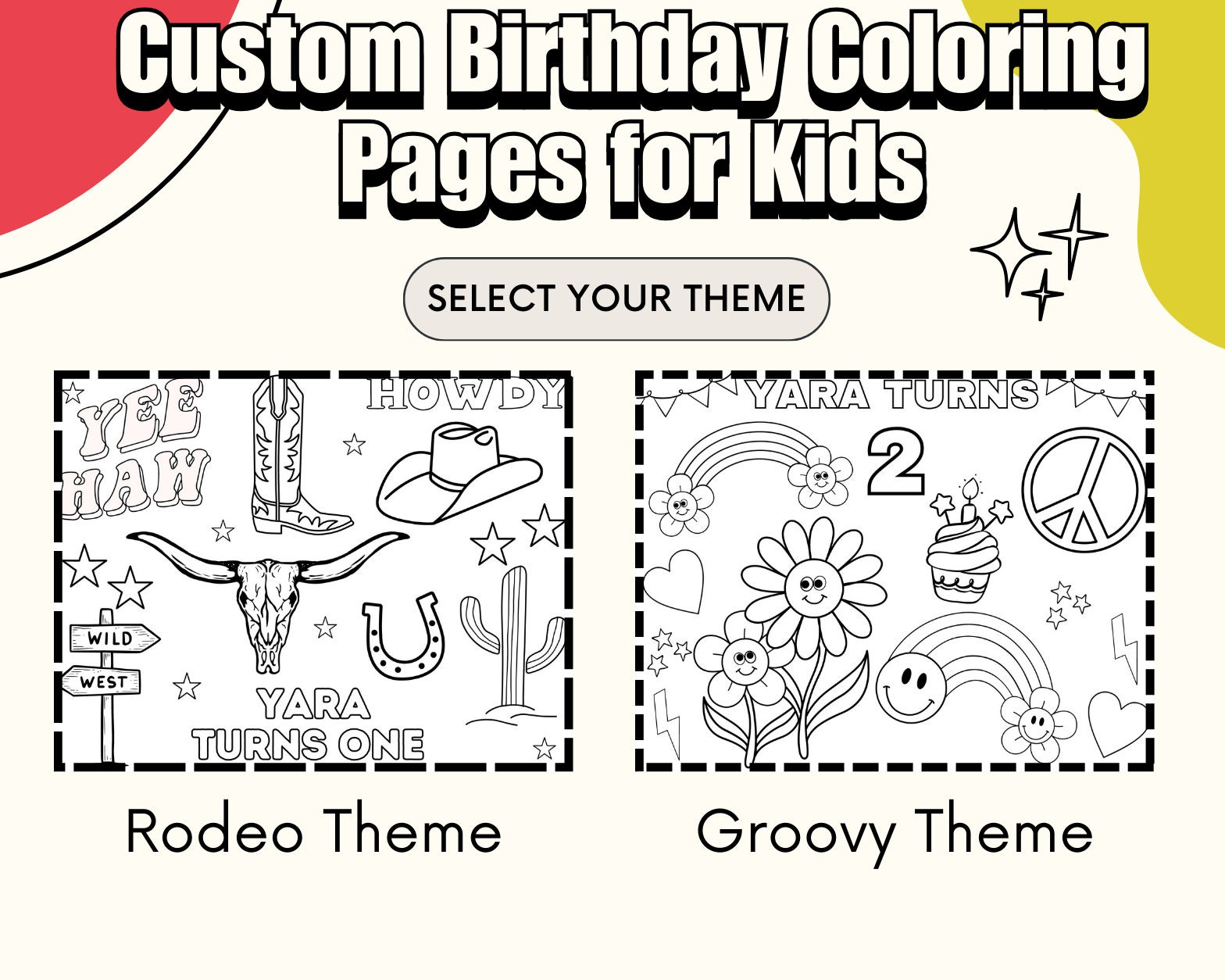 Editable Printable Birthday Coloring Pages for Kids Themed Personalized ...