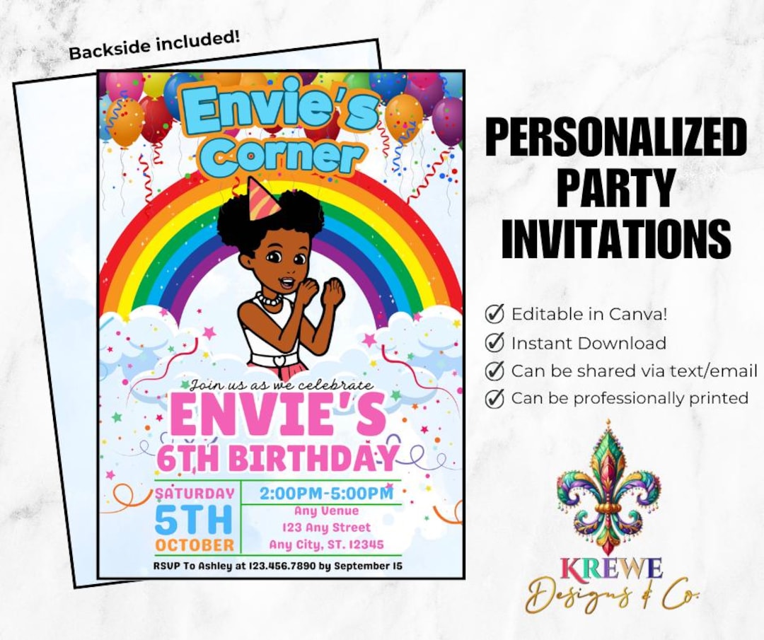 Editable Gracie's Corner Birthday Party Template | Digital Girl ...