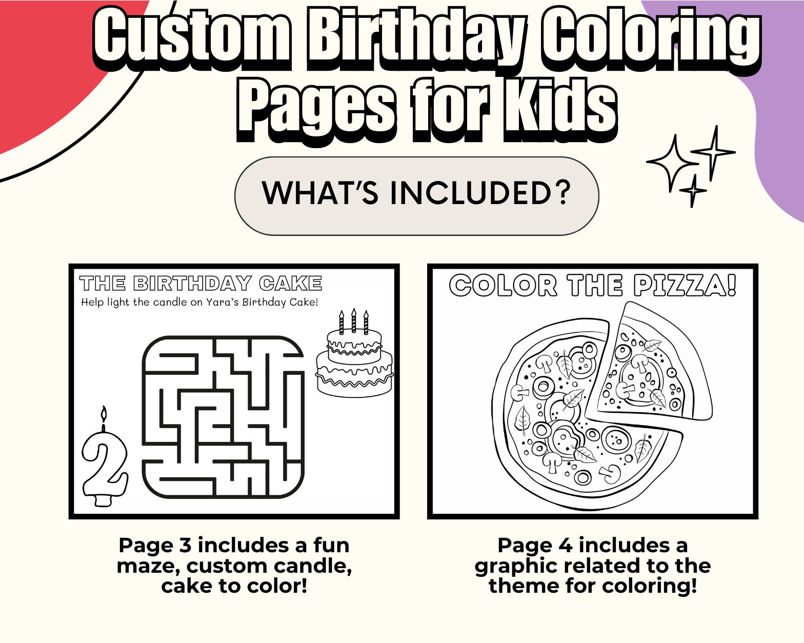 Editable Printable Birthday Coloring Pages for Kids Themed Personalized ...