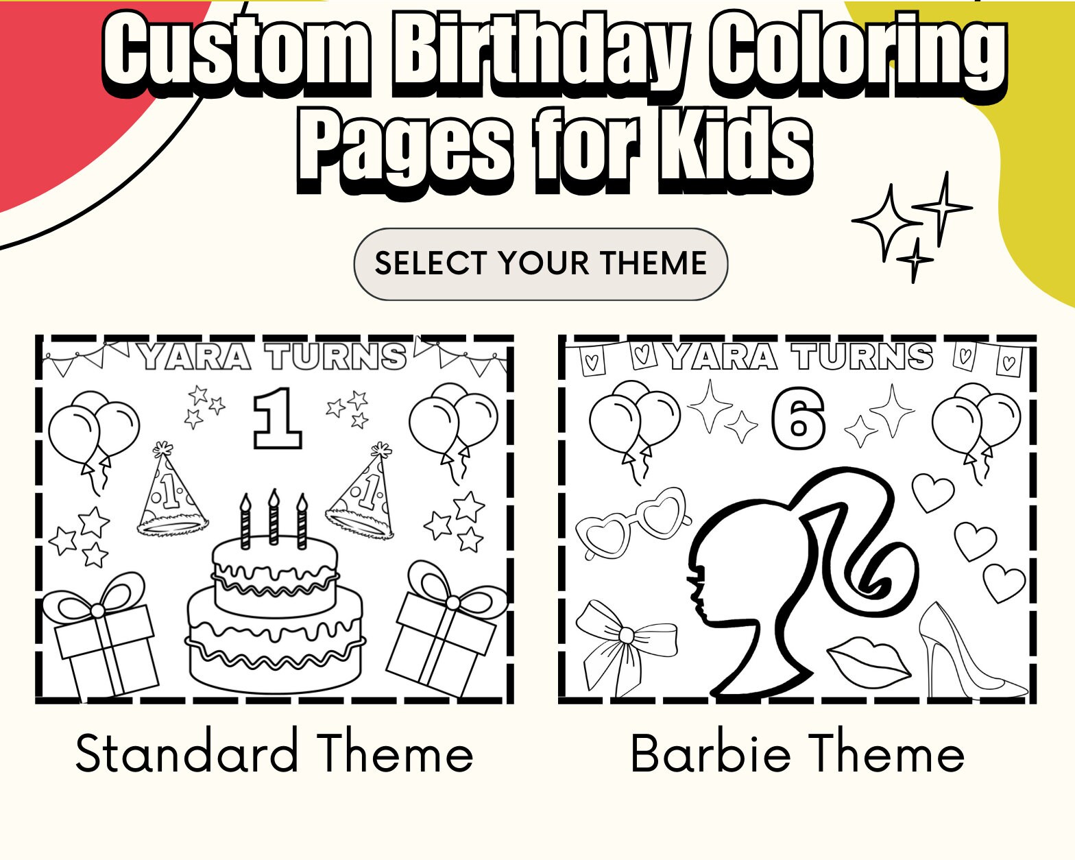 Editable Printable Birthday Coloring Pages for Kids Themed Personalized ...