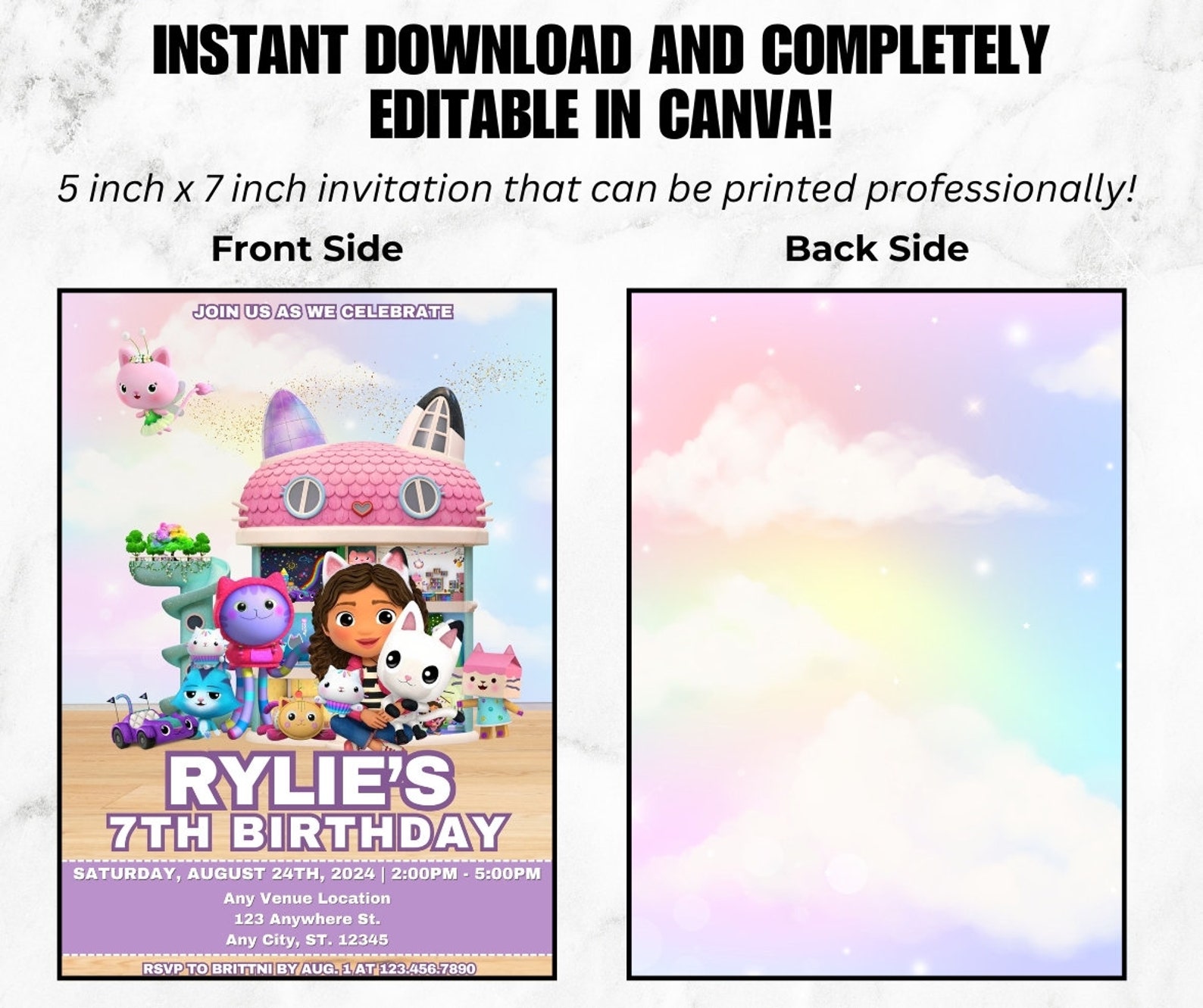 Editable Gabby's Dollhouse Birthday Invitation | Digital Playhouse ...