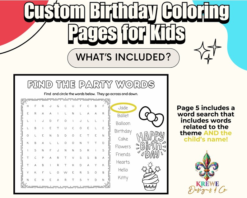 Editable Printable Birthday Coloring Pages for Kids Themed Personalized ...