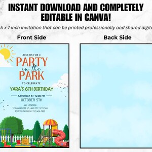 Editable Party in the Park Birthday Template | Digital Park Birthday ...