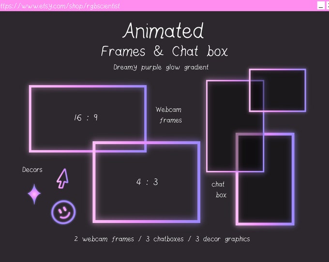 Animated Dreamy Gradient Frames / 2x Webcam Frames / 3x Chat - Etsy